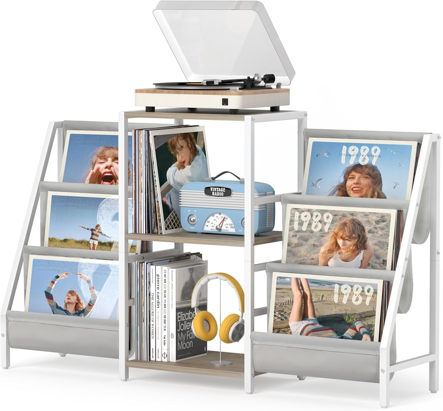 Record Player Stand with Vinyl Storage, Record Player Table with Record ...