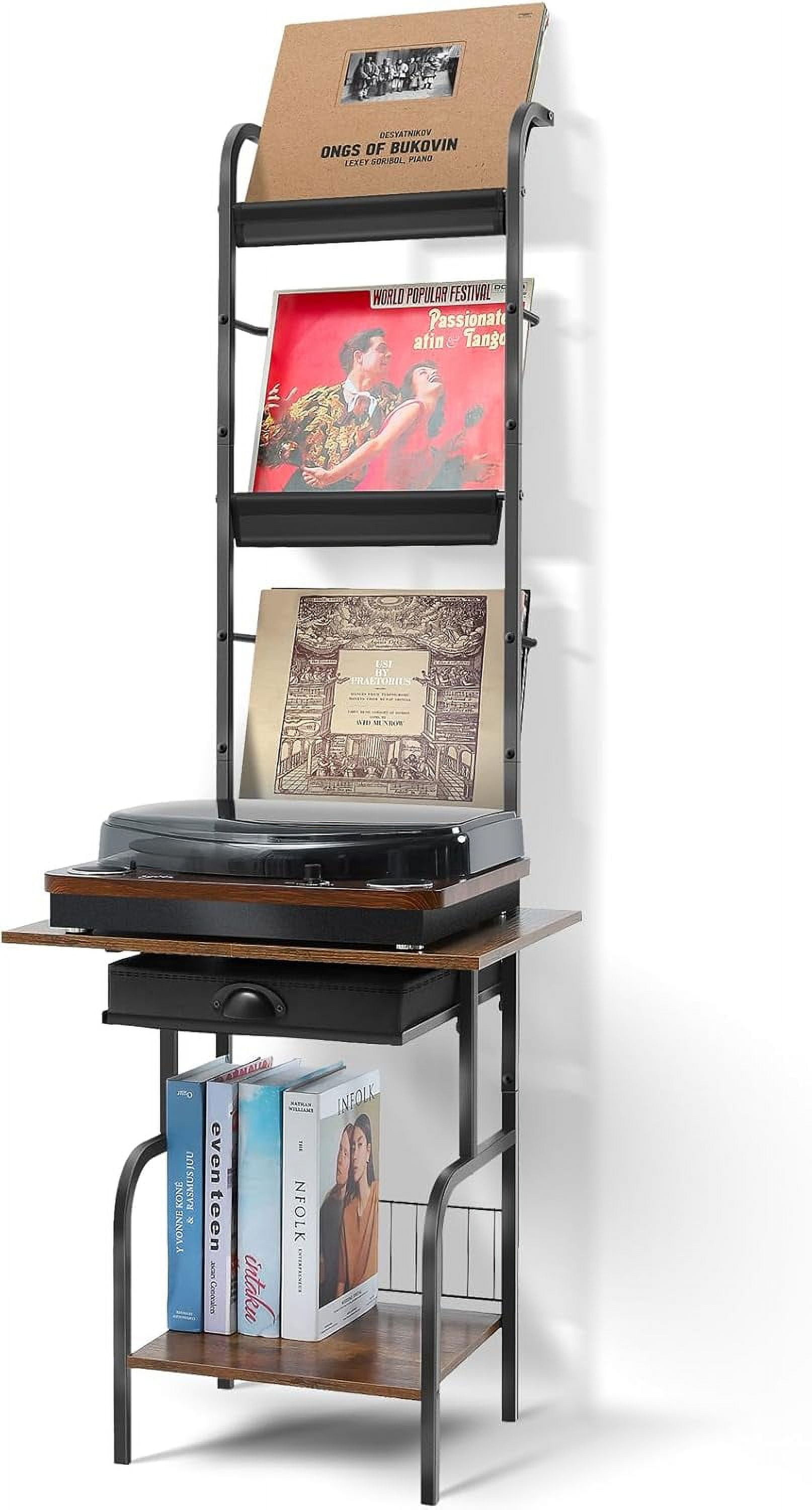 Record Player Stand with Vinyl Storage, Record Player Table up to 200 ...