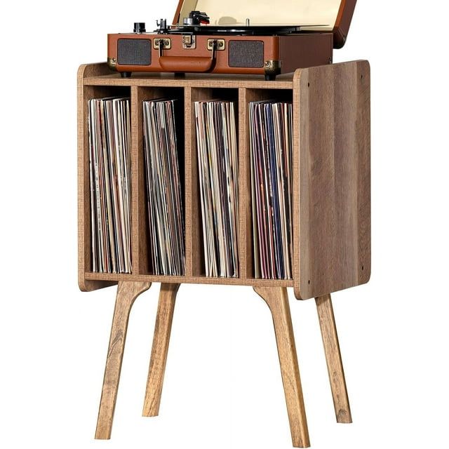 Record Player Stand,Vinyl Record Storage Table with 4 Cabinet Up to 100 ...