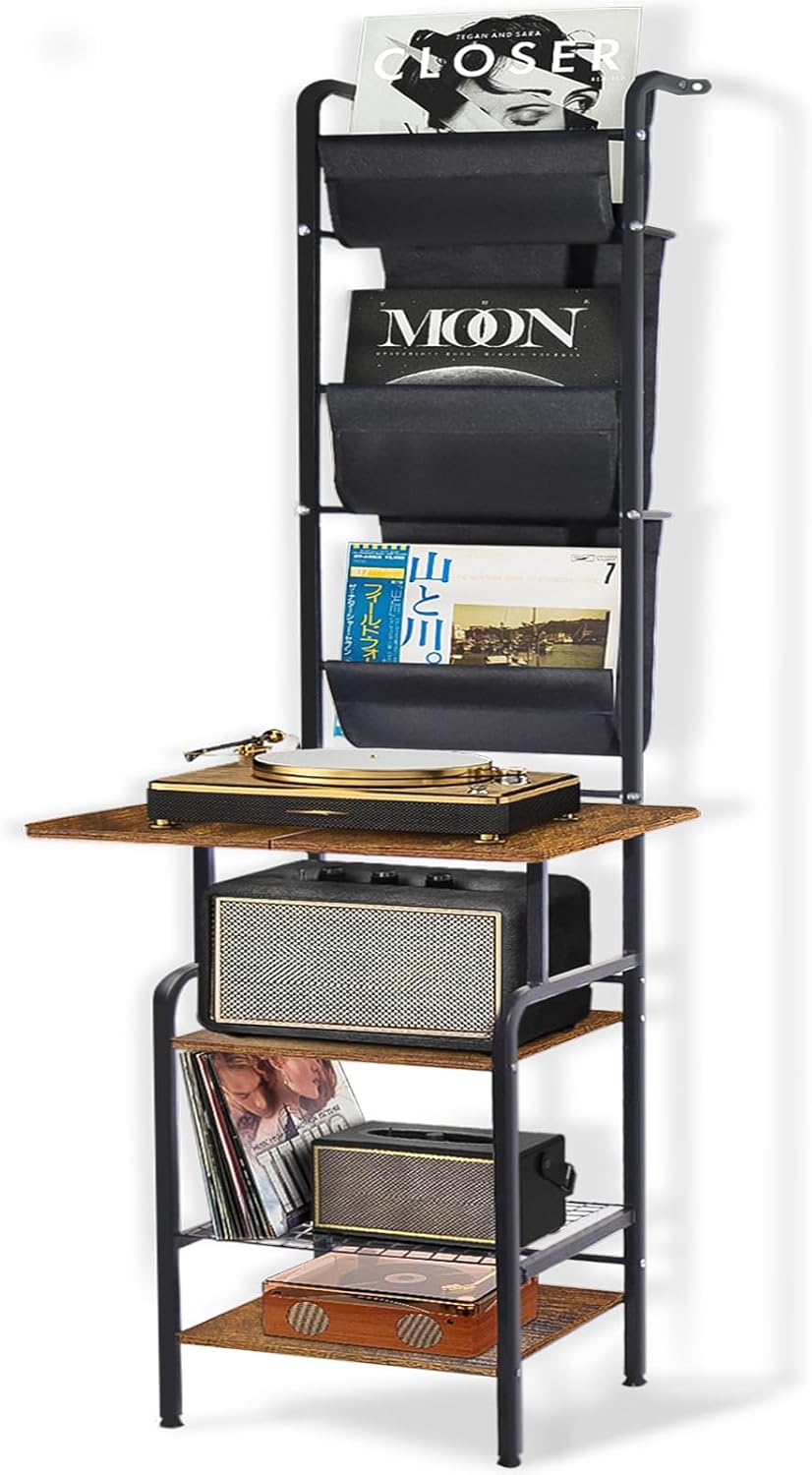 Record Player Stand with Vinyl Storage, Record Player Table with Vinyl ...