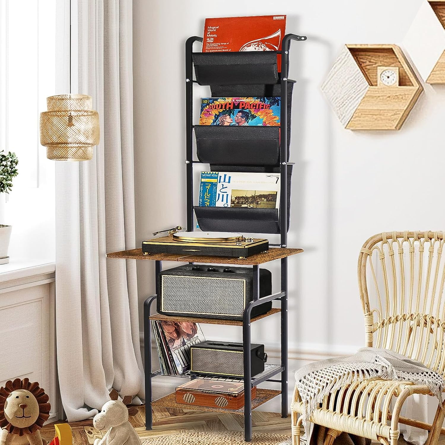 Record Player Stand with Vinyl Storage, Record Player Table with Vinyl ...