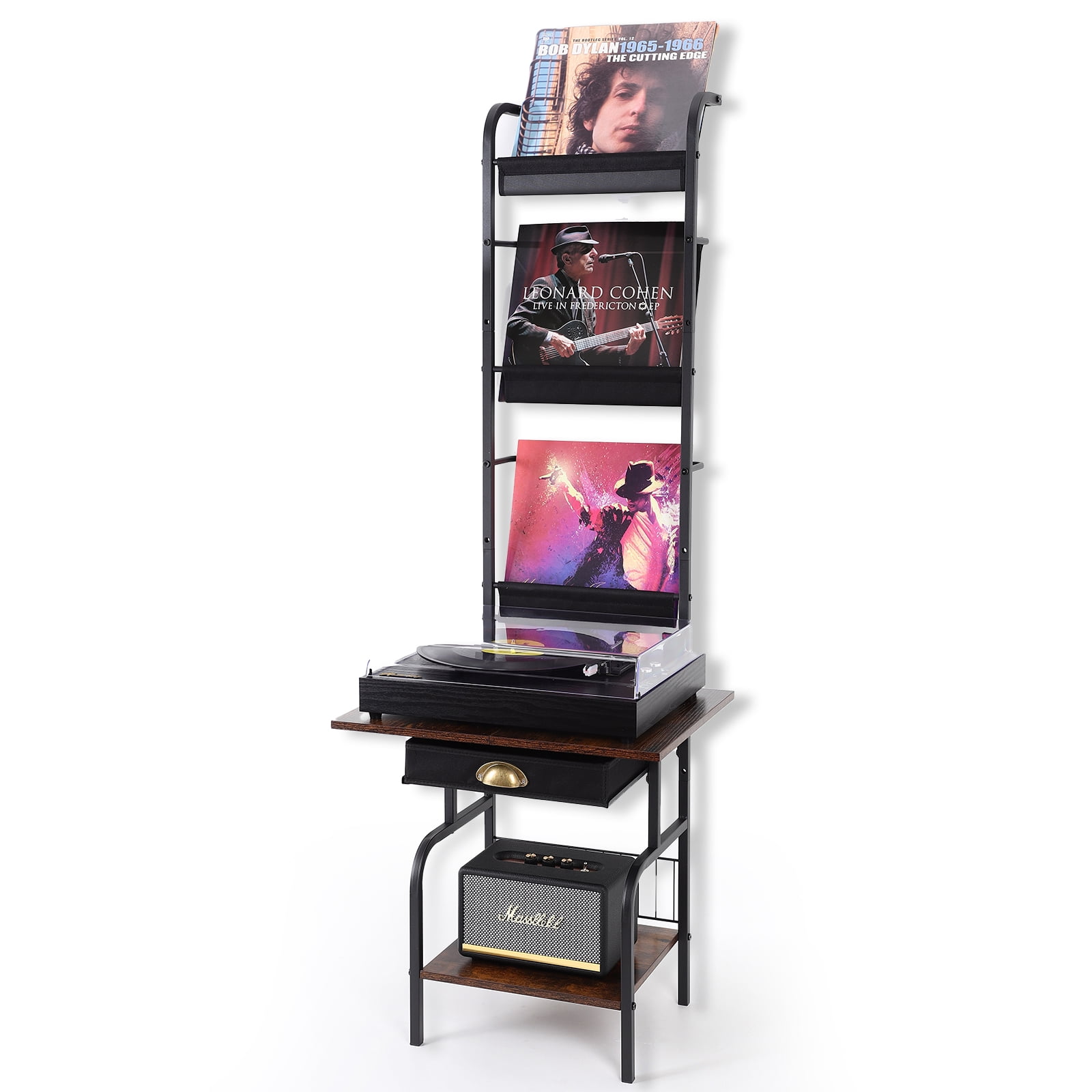 Record Player Stand with Vinyl Storage,Turntable Stand Holds Up to 200 ...