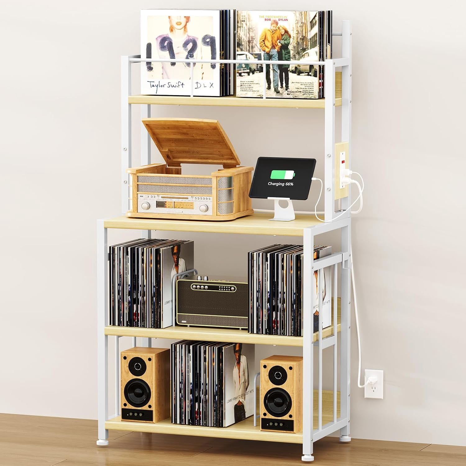Record Player Stand with Vinyl Storage, Turntable Stand Holds Up to 300 ...