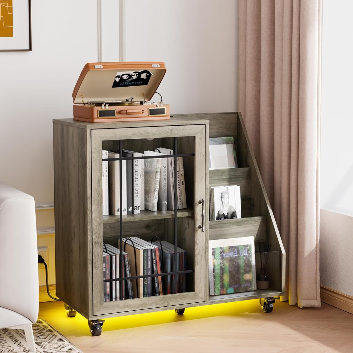 Record Player Stand with Vinyl Storage Turntable Stand with Storage ...