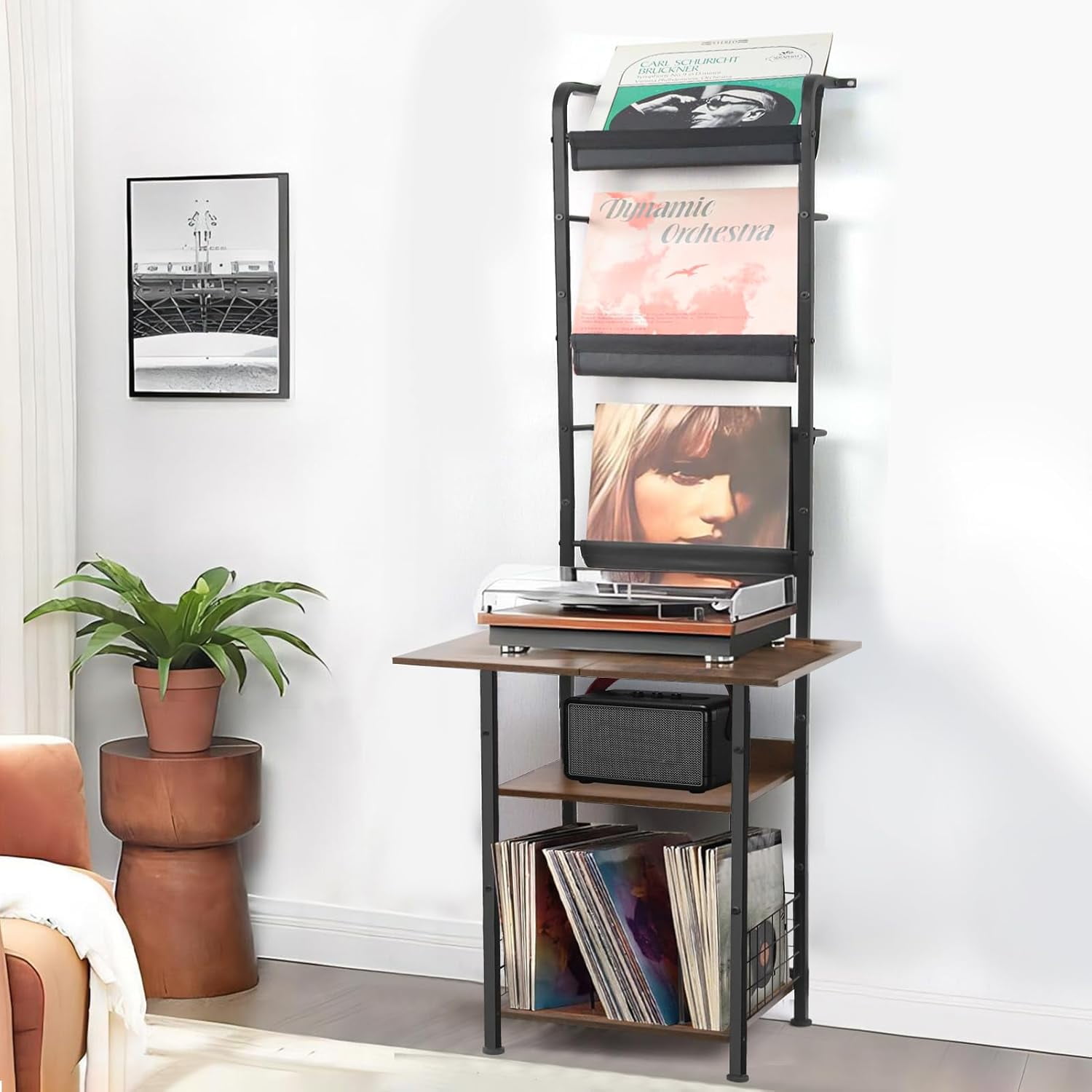 Record Player Stand with Vinyl Storage, Versatile Vinyl Record Storage ...