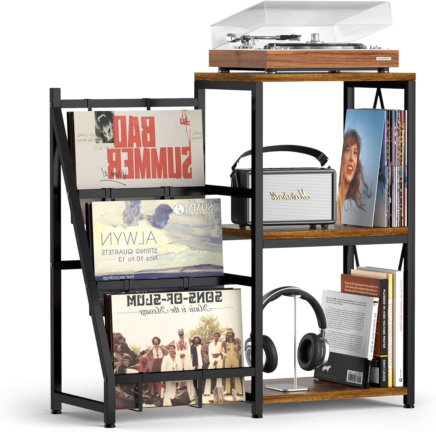 Record Player Stand with Vinyl Storage, Vinyl Record Shelf Holds Up to ...