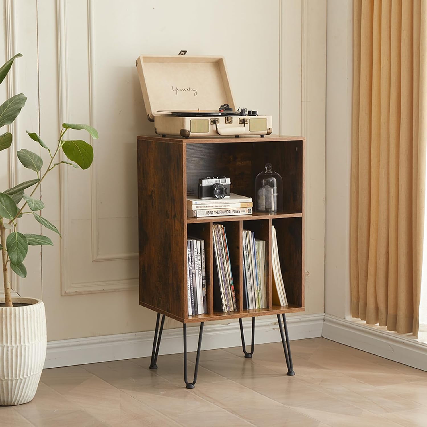 Record Player Stand with Vinyl Storage, Vinyl Record Storage Cabinet ...