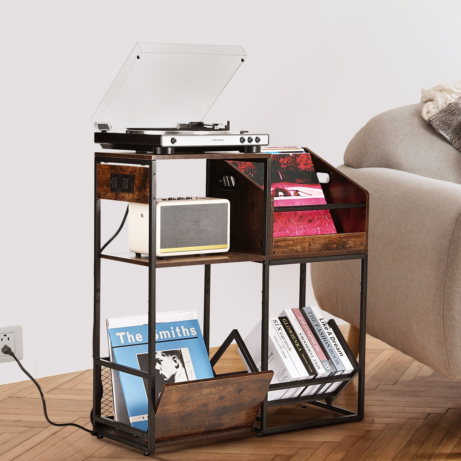 Record Player Stand, Wood Turntable Stand With Record Storage, Record ...