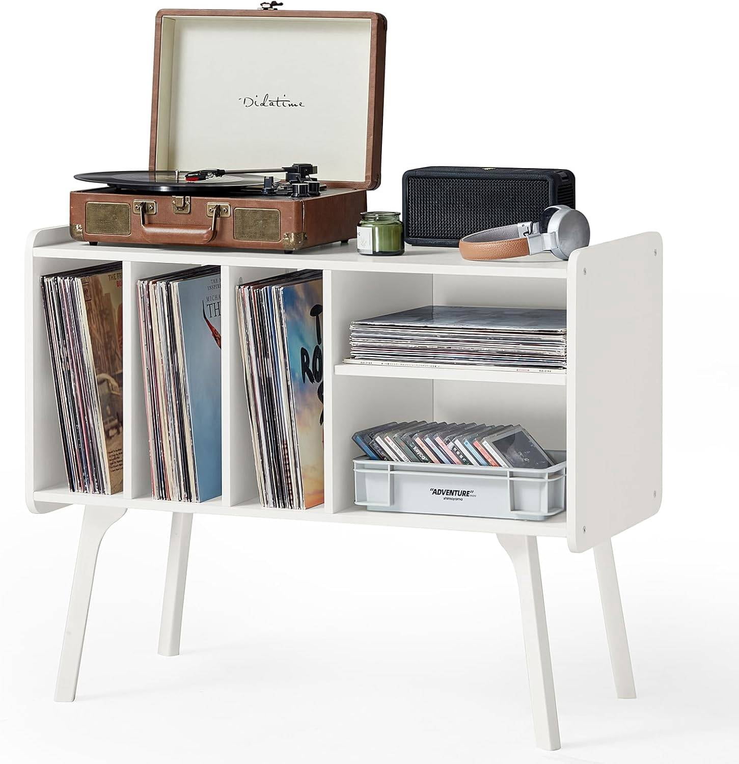 Record Player Stand with 4-Tier Cabinet for Up to 220 Vinyl Albums ...