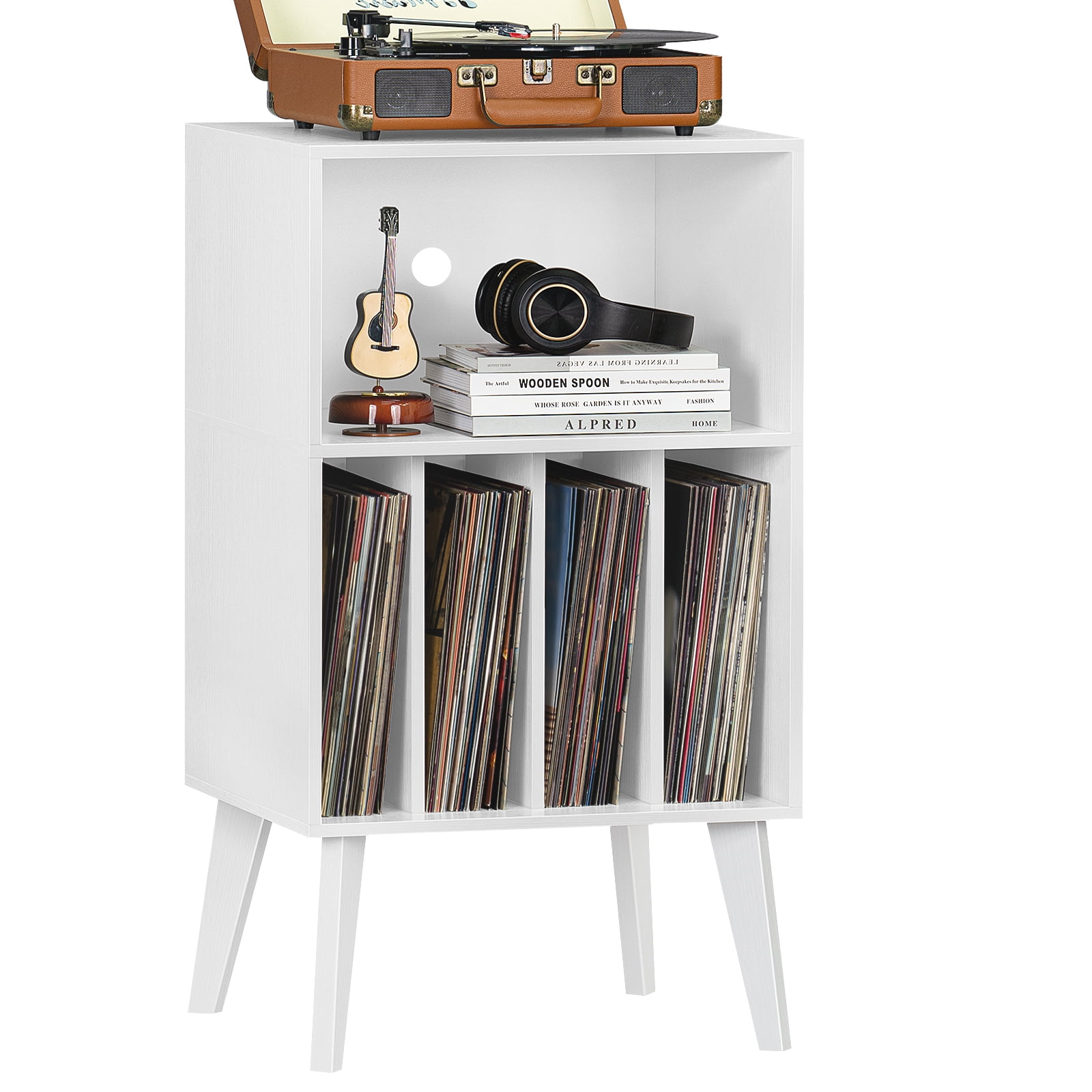 Record Player Stand with Open Vinyl Storage, Record Player Table Holds ...