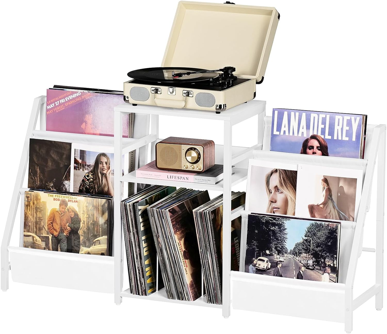 Record Player Table,Turntable Shelf with Vinyl Storage Up to 180 Albums ...