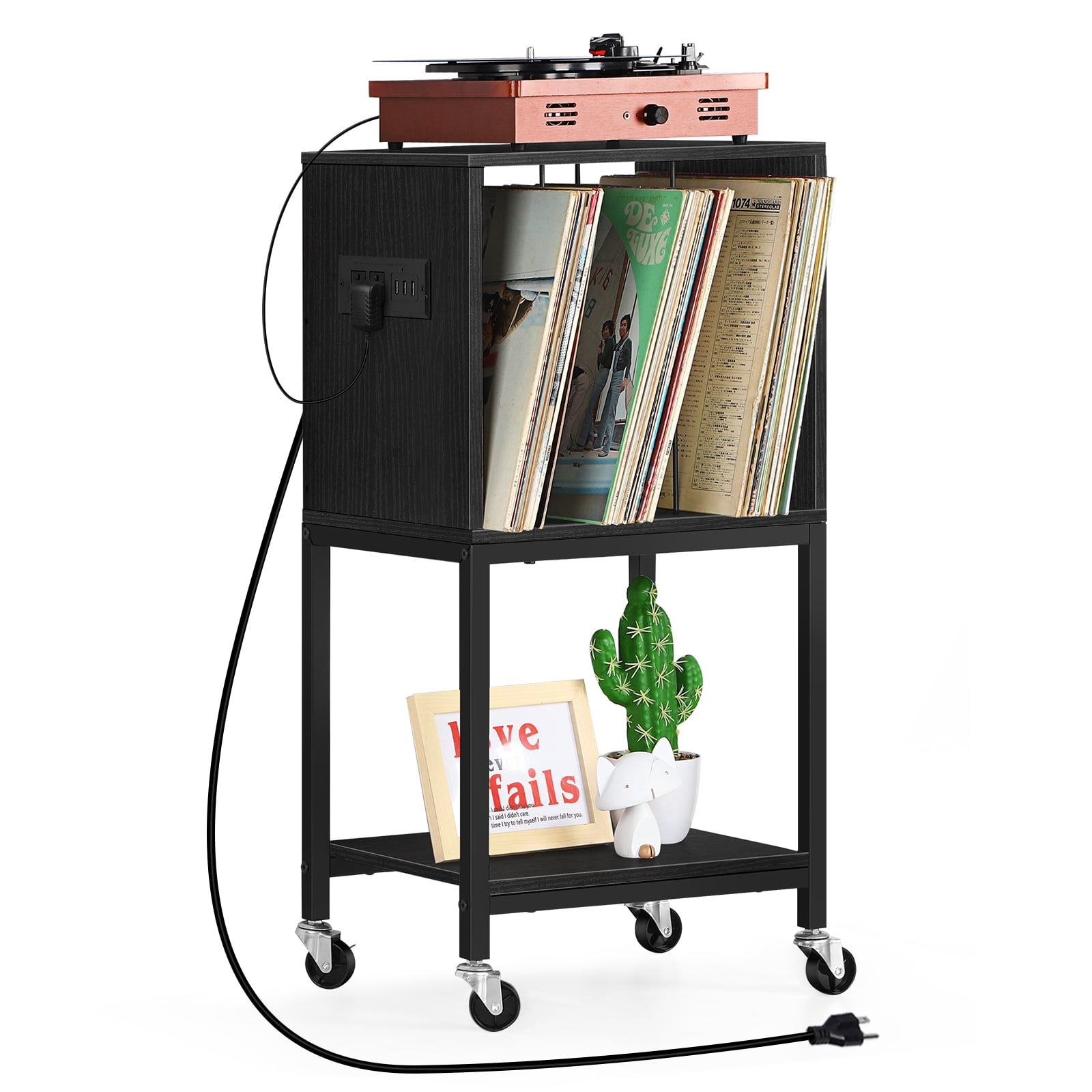 OLOV USB Turntable Stand with Outlets and Record Player Table - Walmart.com