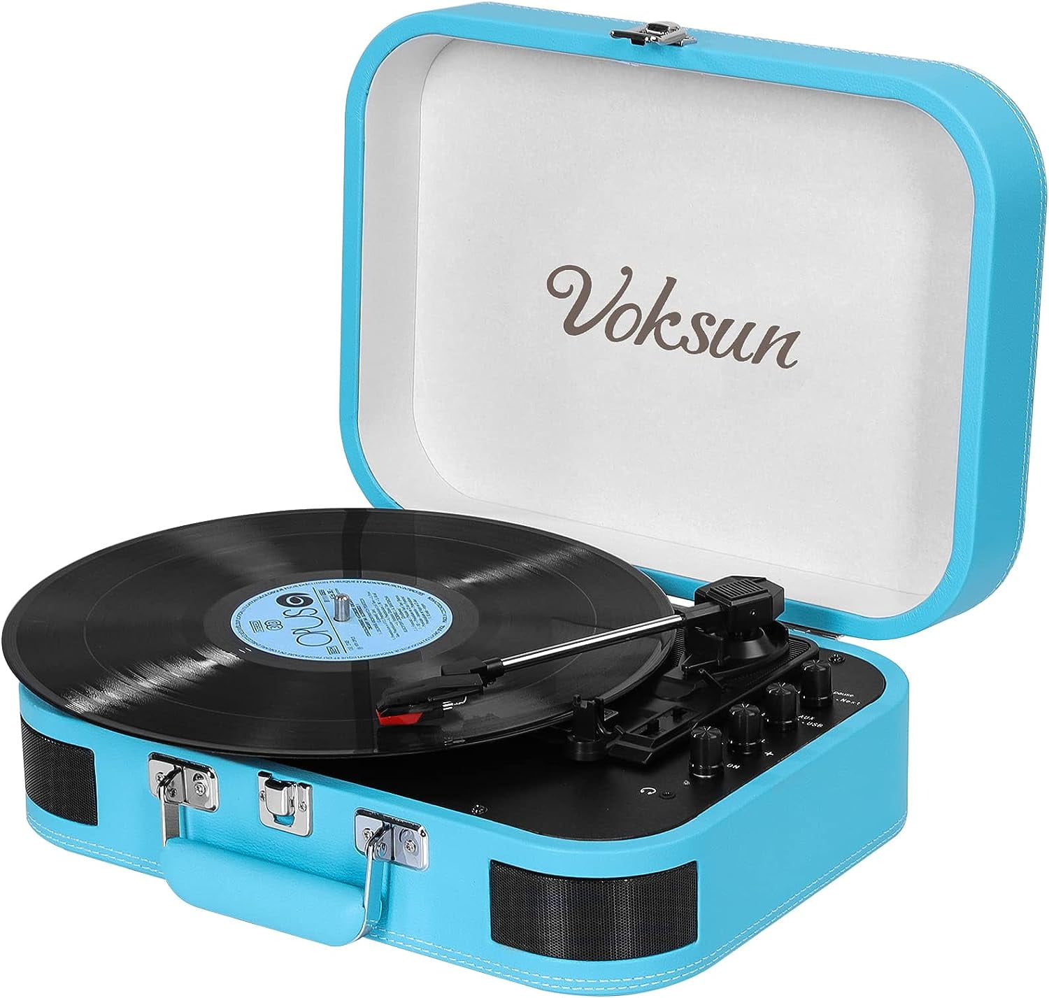 Record Player, Voksun Bluetooth Turntable with Built-in Stereo Speakers ...