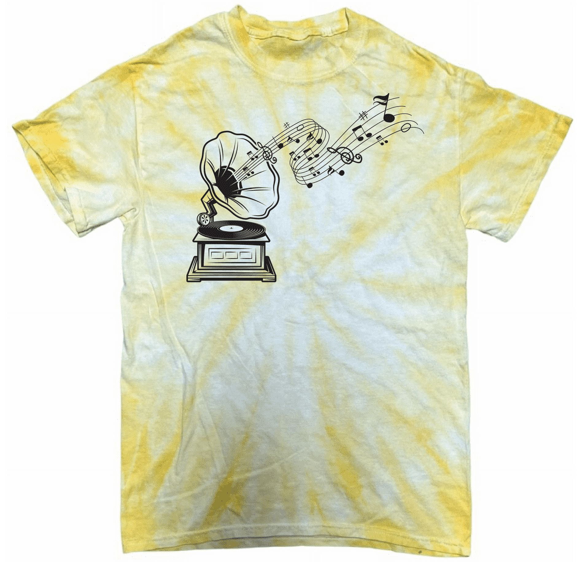 Record Player With Horn Tee Vintage Old Records Music Notes Tie Dye T ...