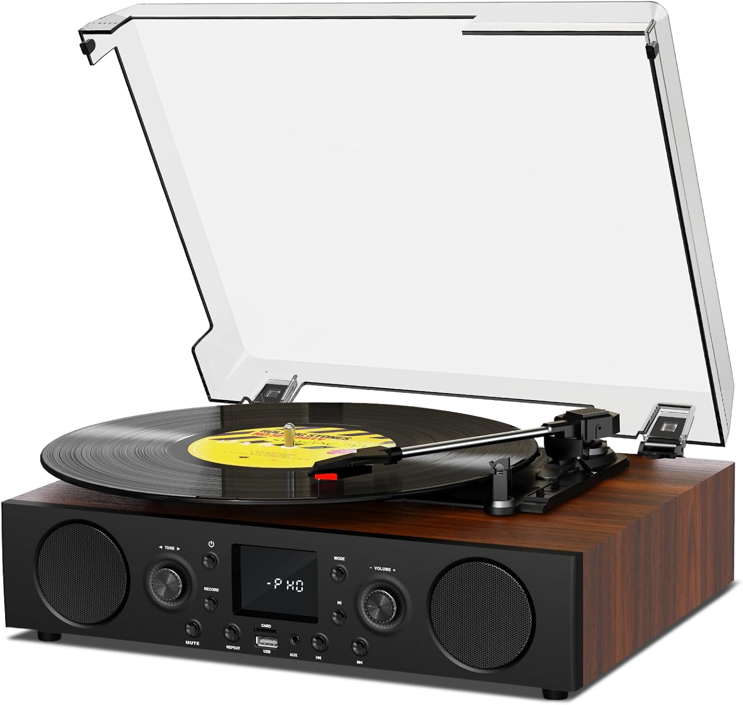 Record Player with Speaker, USB Recording Mute Sound, 3 Speed Vintage ...