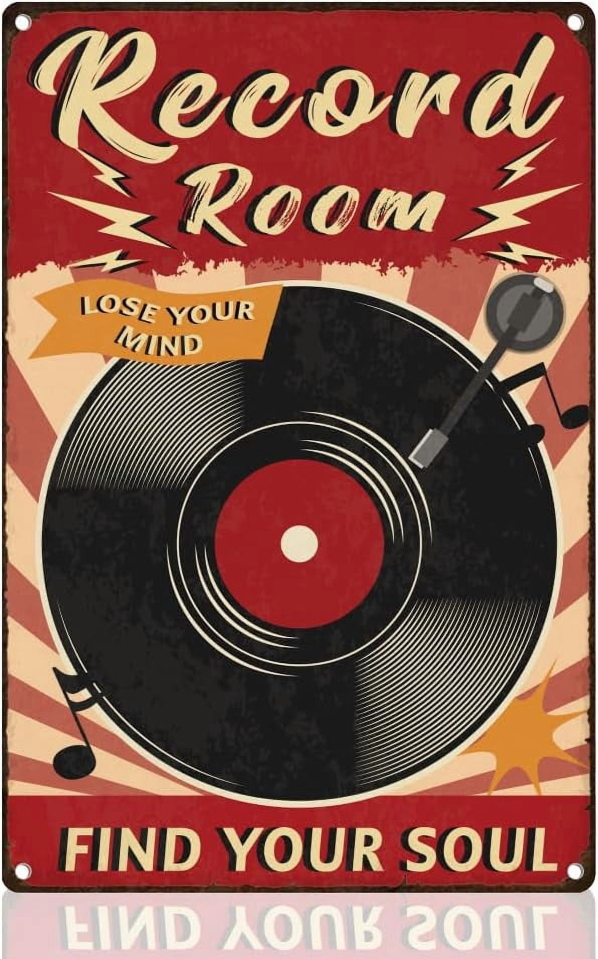 Record Room Tin Sign Retro Metal Wall Decor 8" x 12" Vinyl Records ...