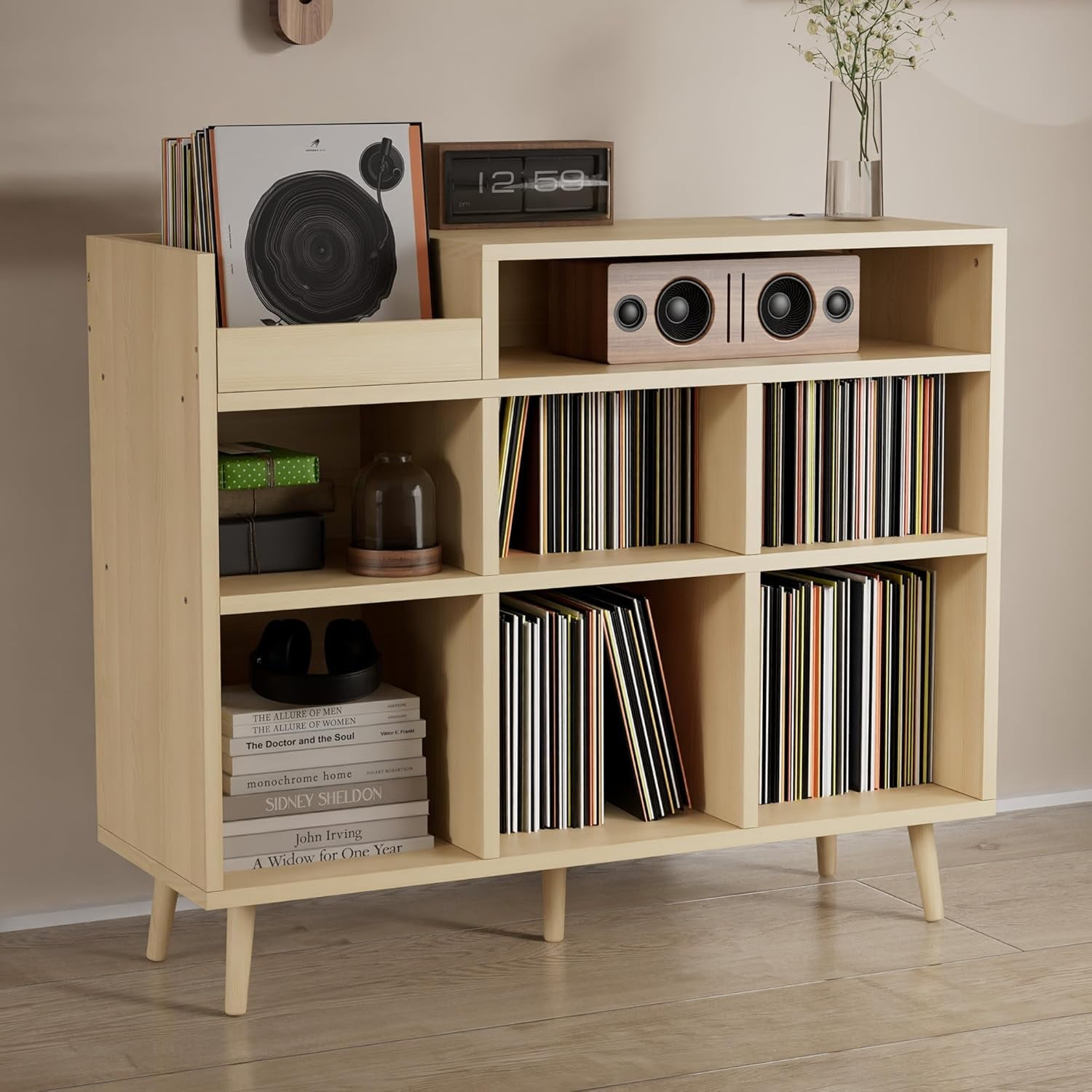 Record Storage Cabinet Turntable Shelf with Vinyl Storage up to 500 ...
