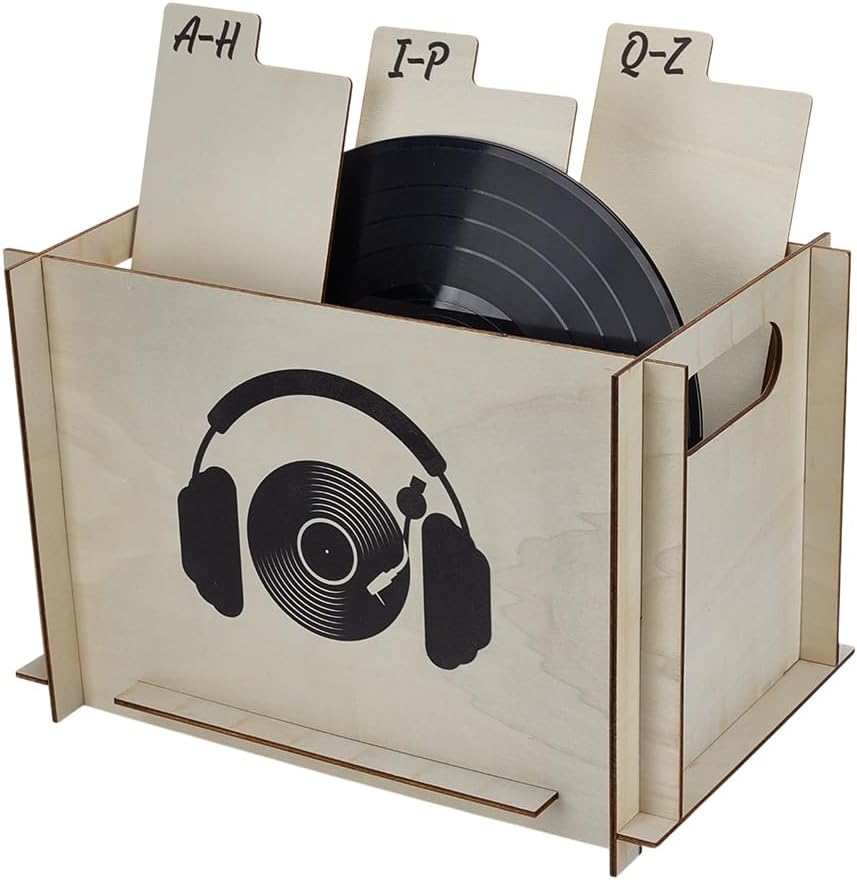 Record Storage Crate 10x9.25x13.8inch Vinyl Albums Storage Pale ...