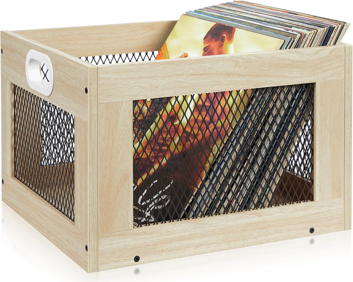 Record Storage Crate Wooden Record Holder, Classic Cube Record ...