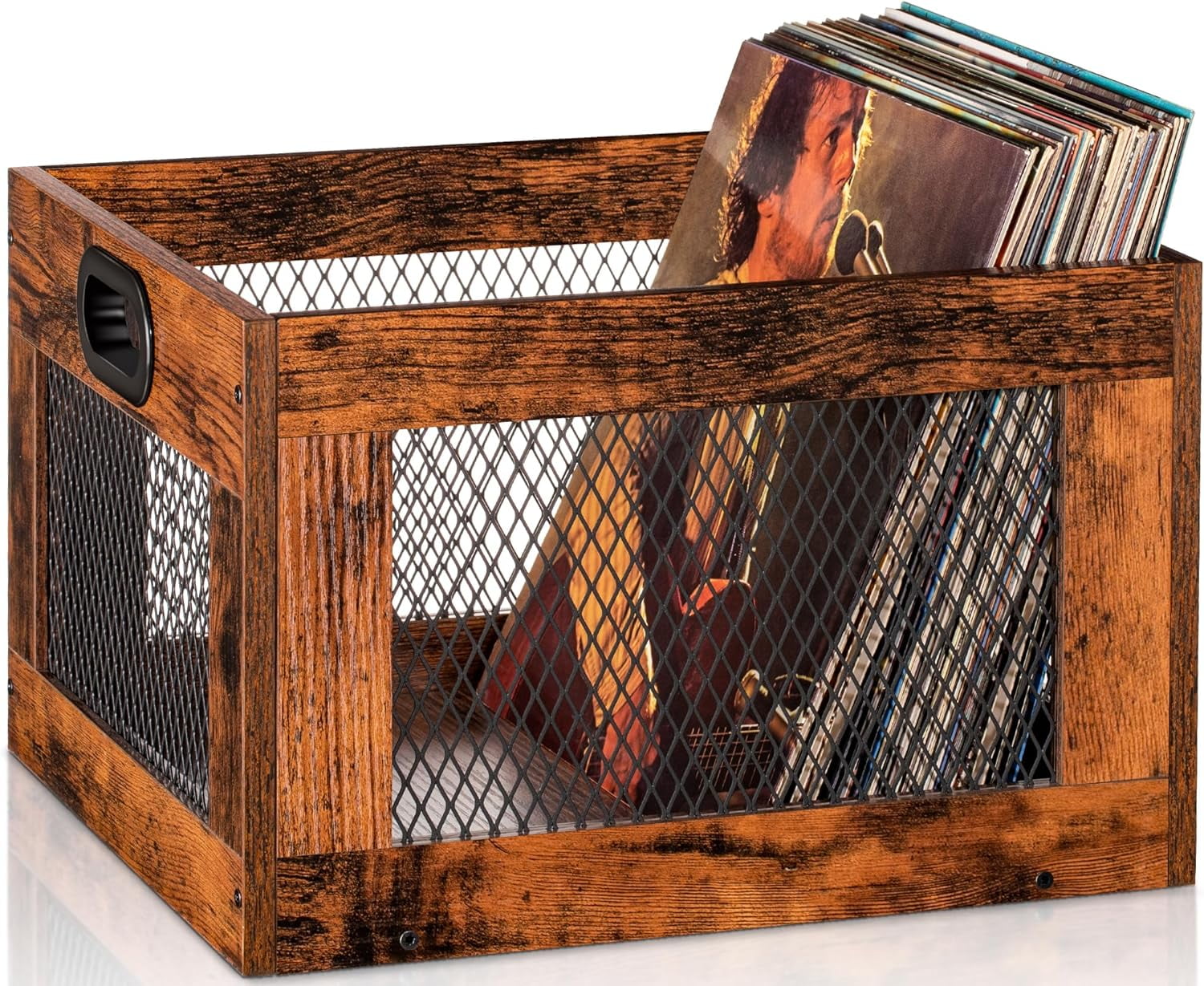 Record Storage Crate Wooden Record Holder, Classic Cube Record ...