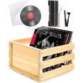 Record Storage Crate with 50 Pack Clear Plastic Record Outer Sleeves ...