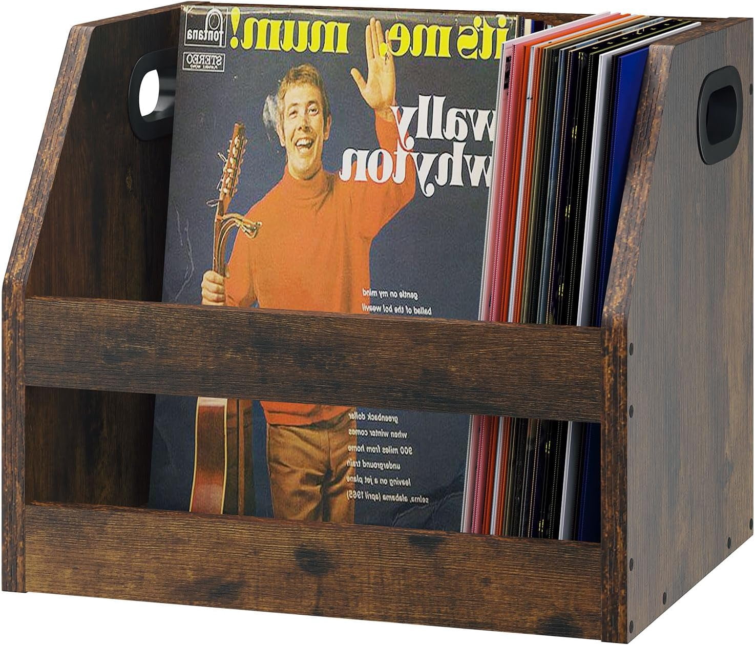 Record Storage Holder, Vinyl Album Box Crate with Handle, Book Shelf ...