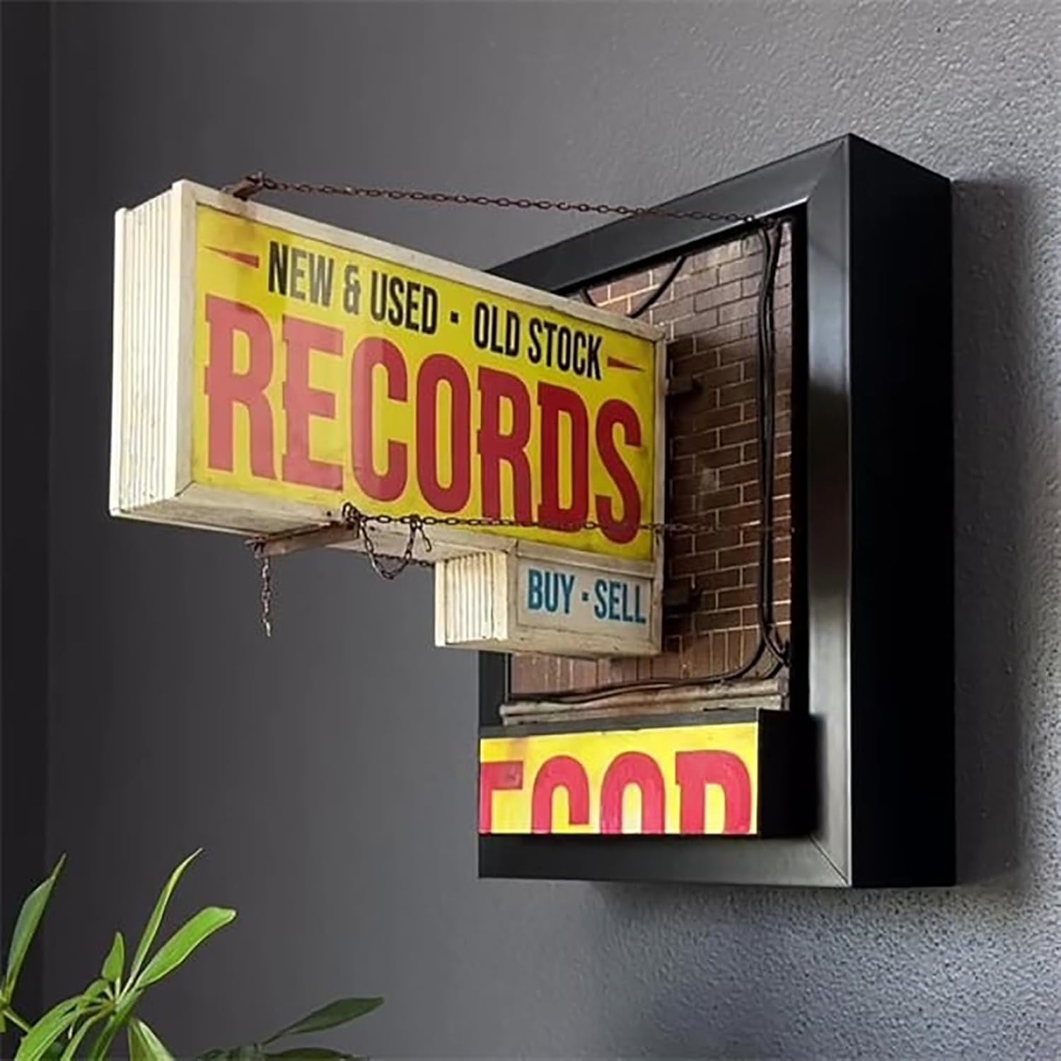 Record Store Retro Wall Light – Handmade LED Vinyl Wall Decor for Music ...