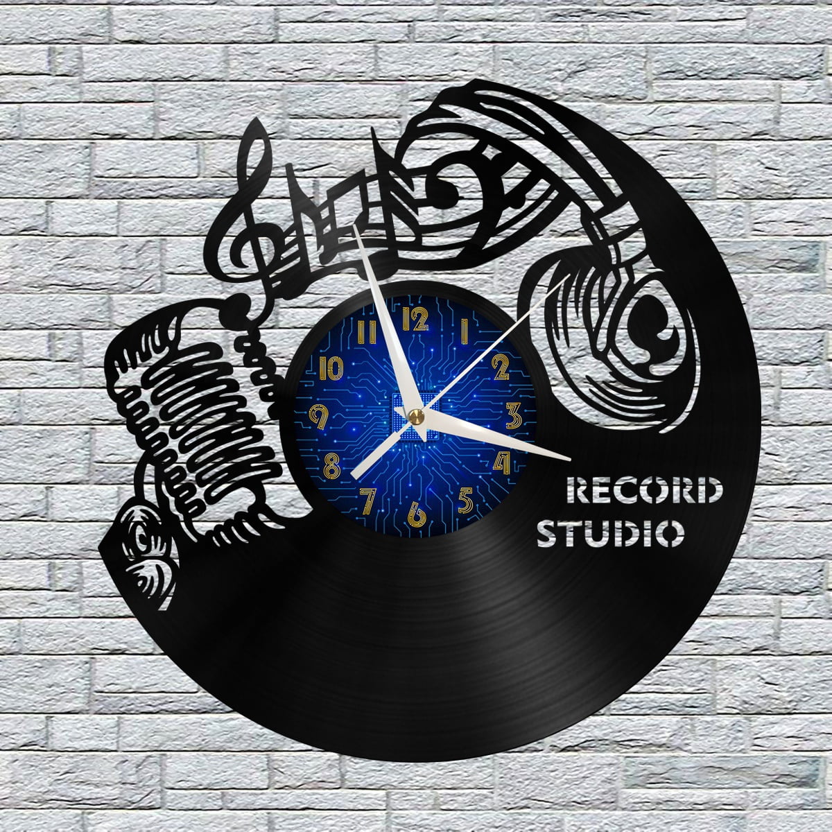 Record Studio Vinyl Wall Clock, Vinyl Record Clock Wall Art Silent ...