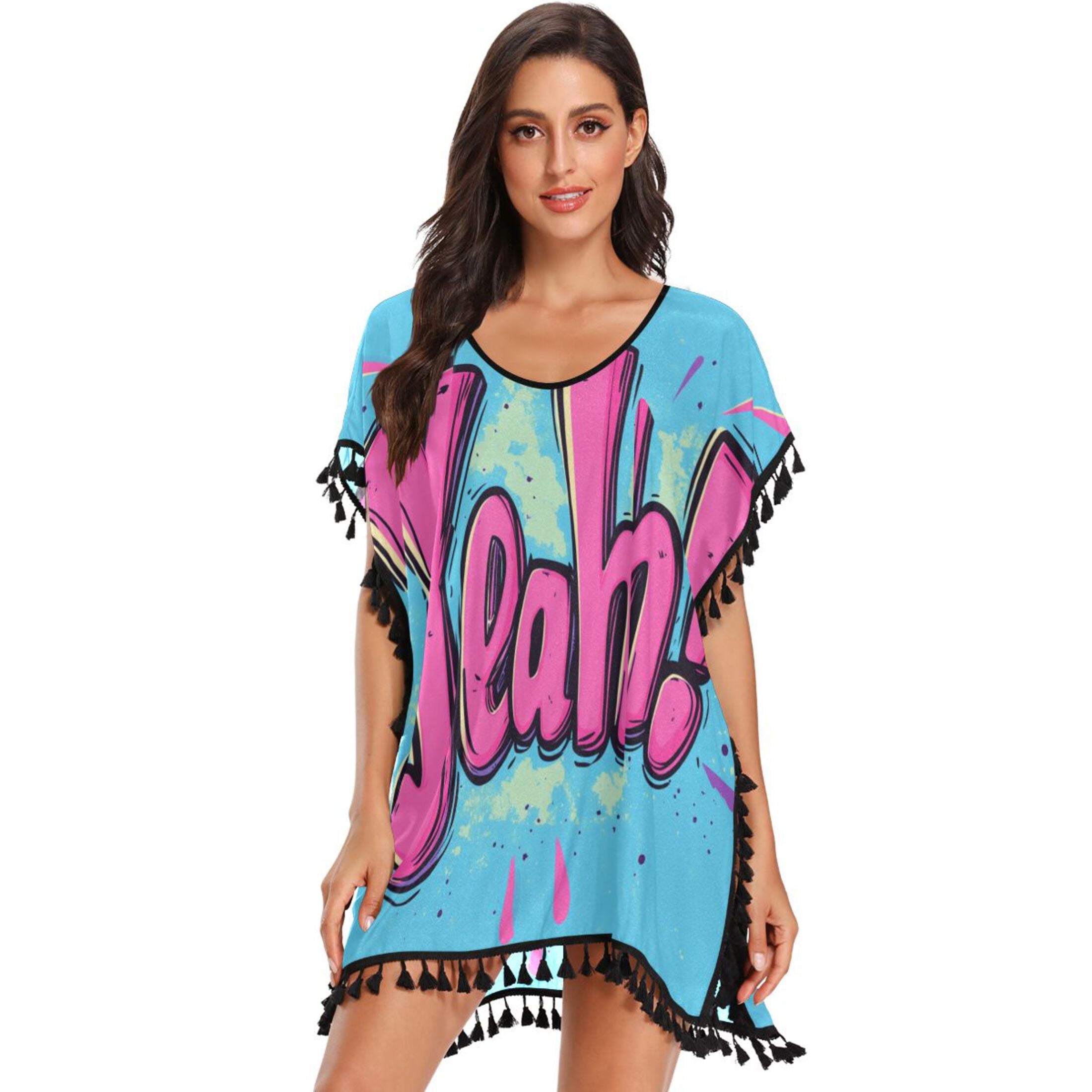 Record your inspirational women's beach home fringe smock. Simple Shape ...