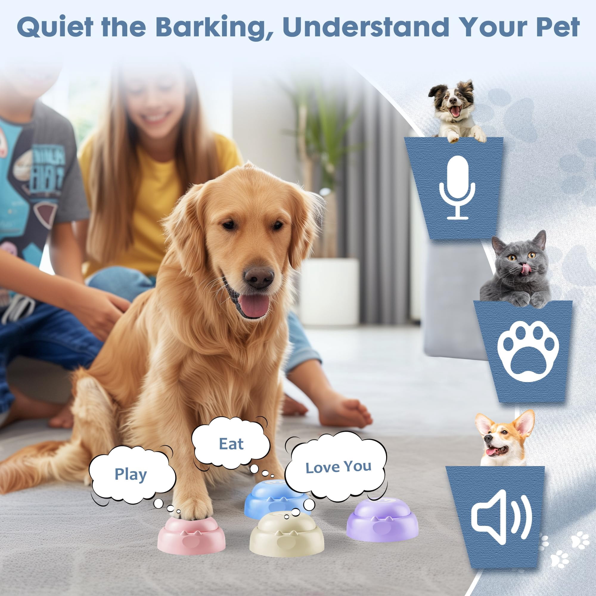 Recordable Dog Buttons, Loud 30-sec Voice Recording Buttons, Pet, Dog ...