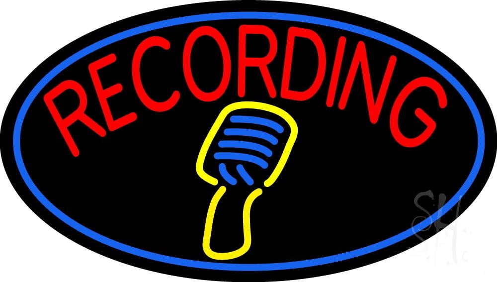 Recording LED Neon Sign 13 x 24 - inches Black Square Cut Acrylic ...