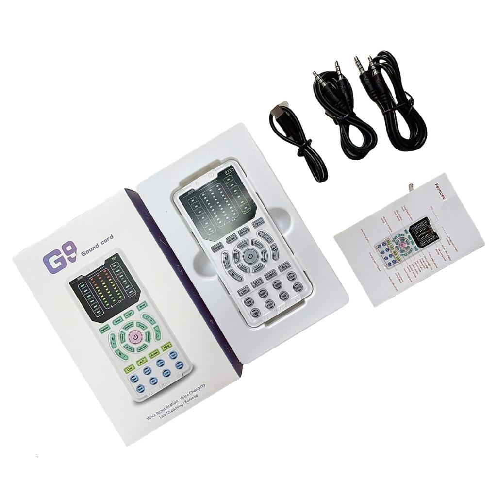 Recording Mini Sound Card Voice Changer Set Colorful LED Light Voice ...