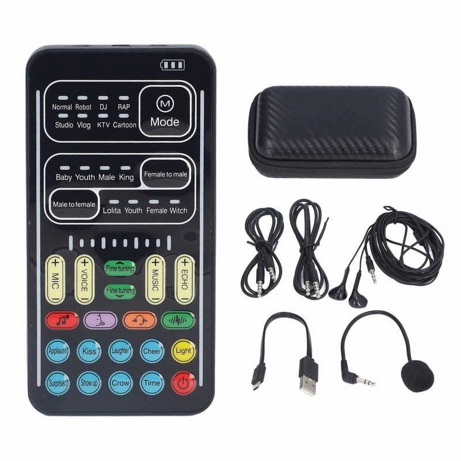 Recording Mini Sound Card Voice Changer Set Colorful LED Lights for ...