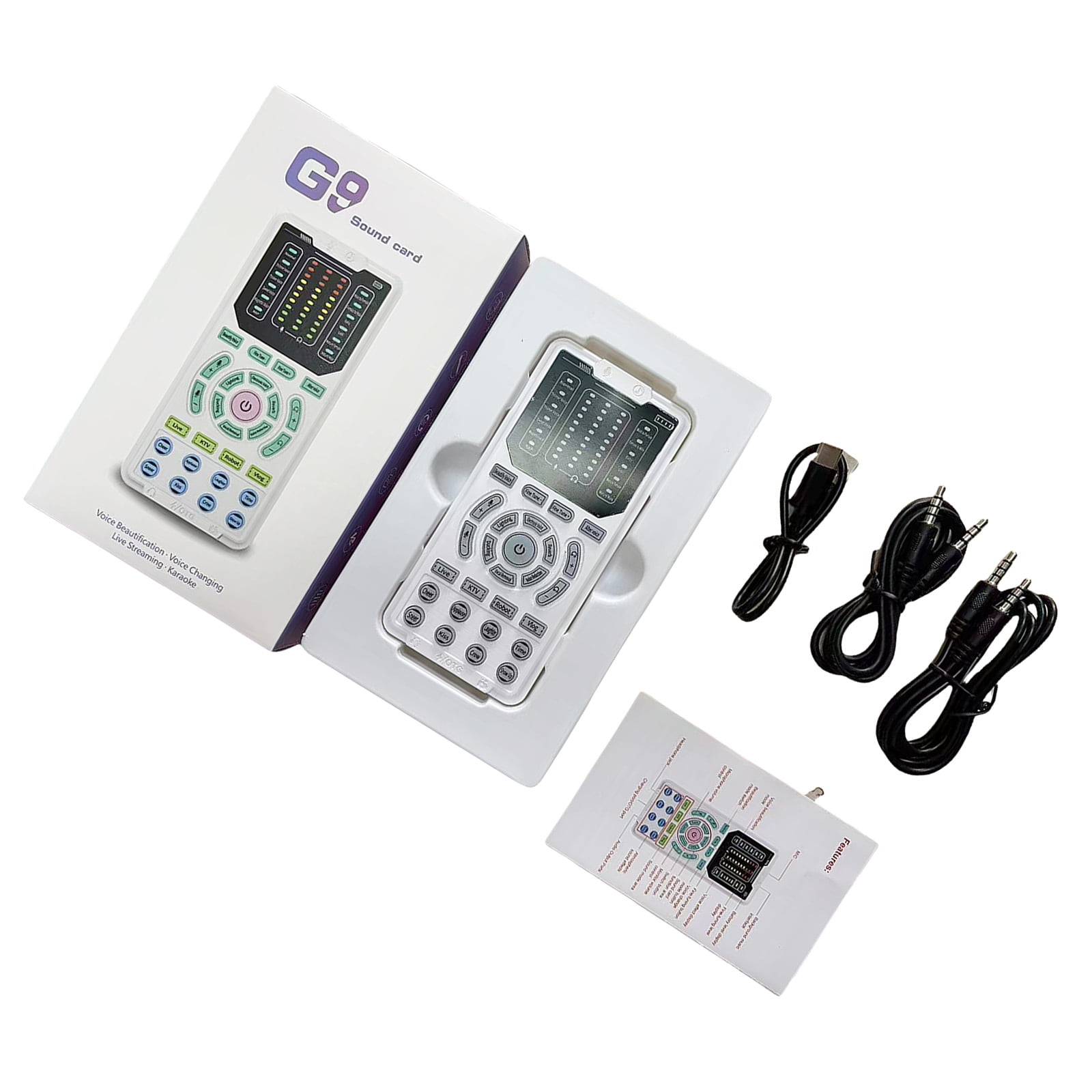Recording Sound Card Voice Changer Set Colorful LED Light Voice ...