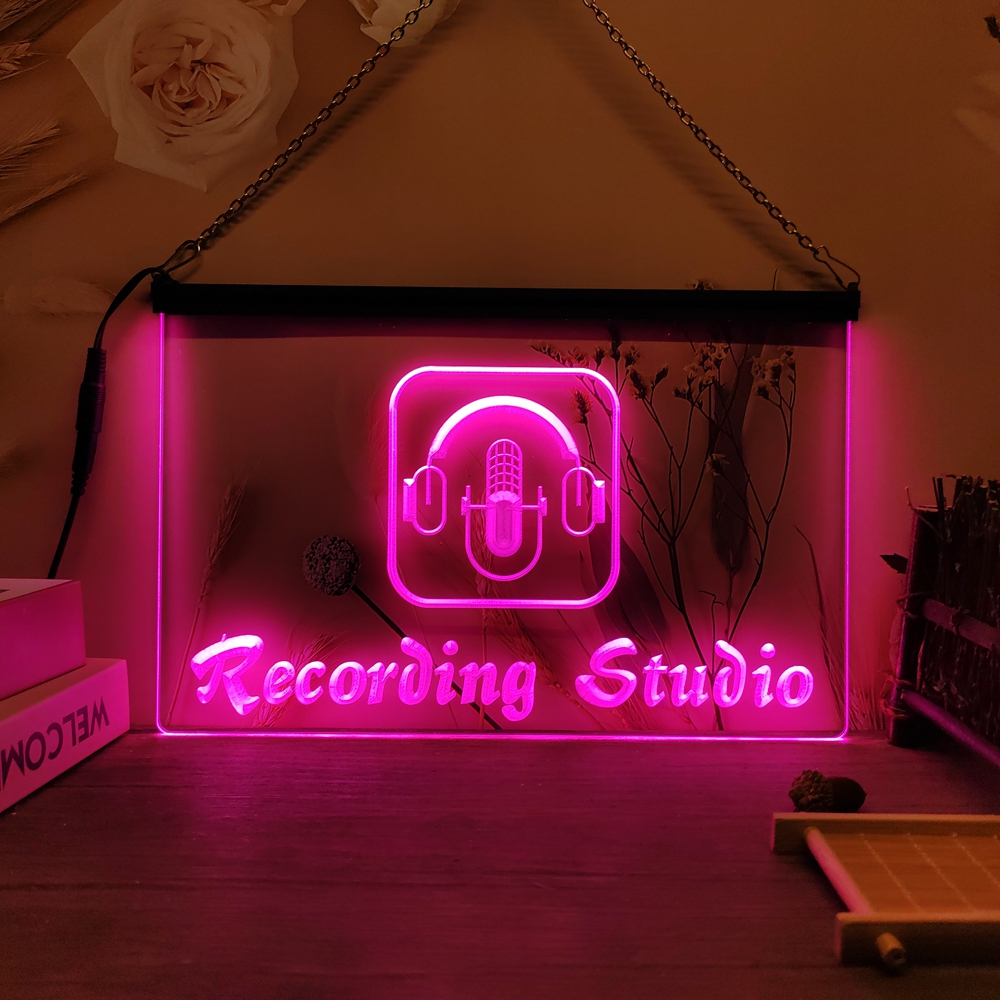 Recording Studio Microphone Bar Vintage LED Neon Sign-Posters,3DCarving ...