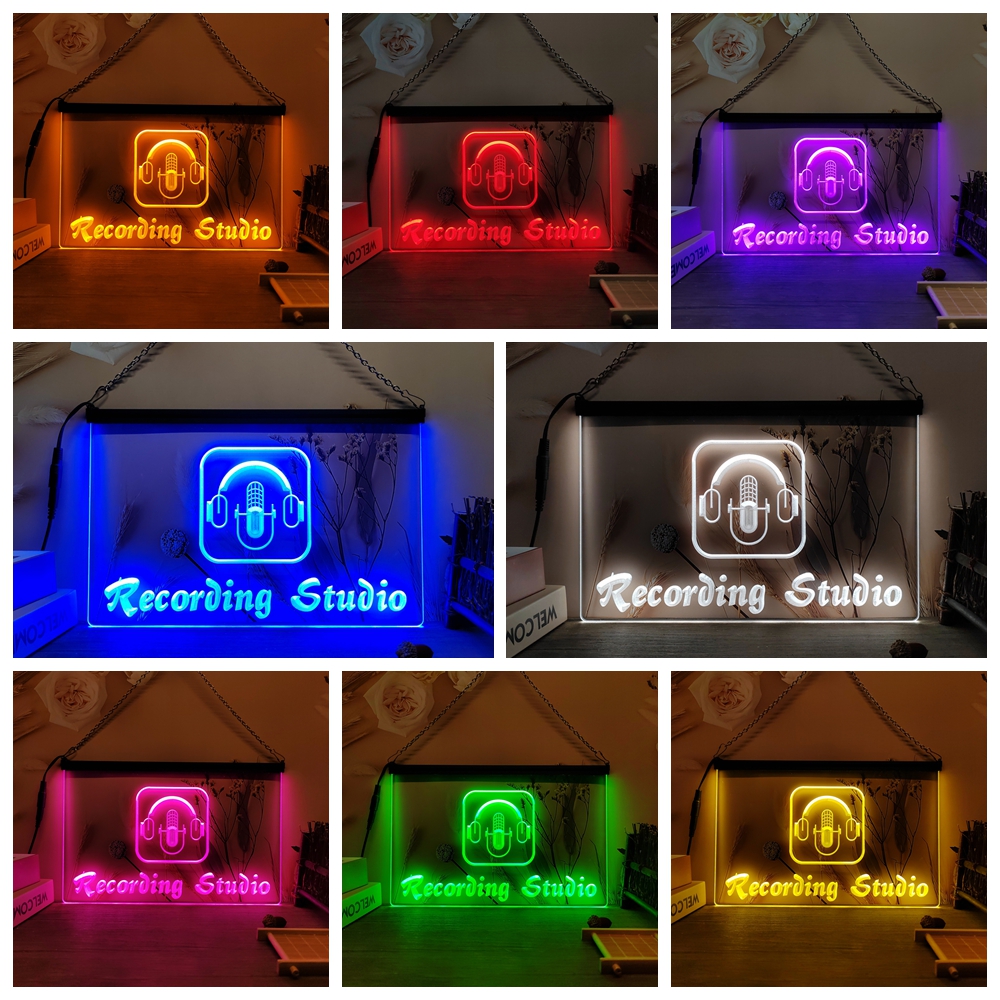 Recording Studio Microphone Bar Vintage LED Neon Sign-Posters,3DCarving ...