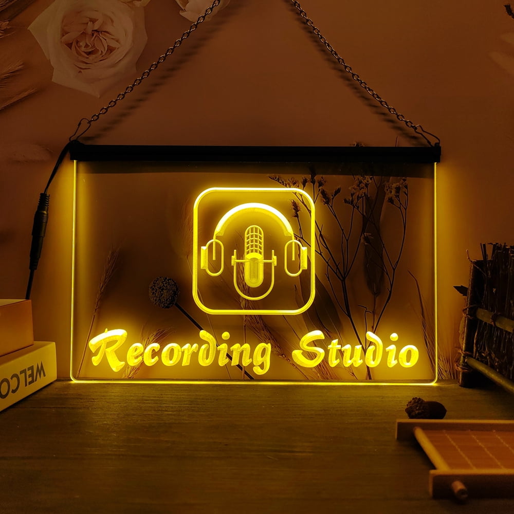 Recording Studio Microphone Bar Vintage LED Neon Sign-Posters,3DCarving ...