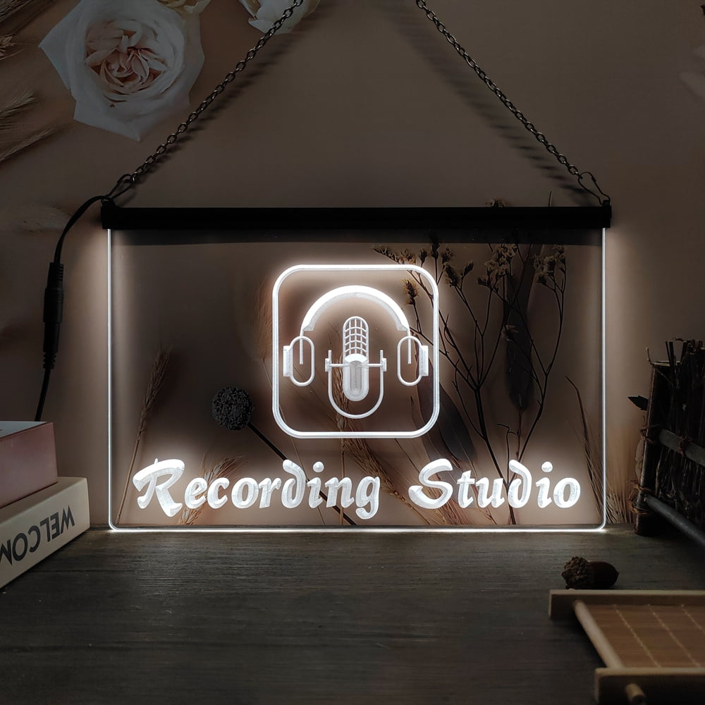 Recording Studio Microphone Bar Vintage LED Neon Sign-Posters,3DCarving ...