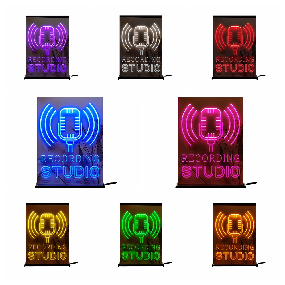 Recording Studio Microphone On Air Vintage LED Neon Sign-Posters ...
