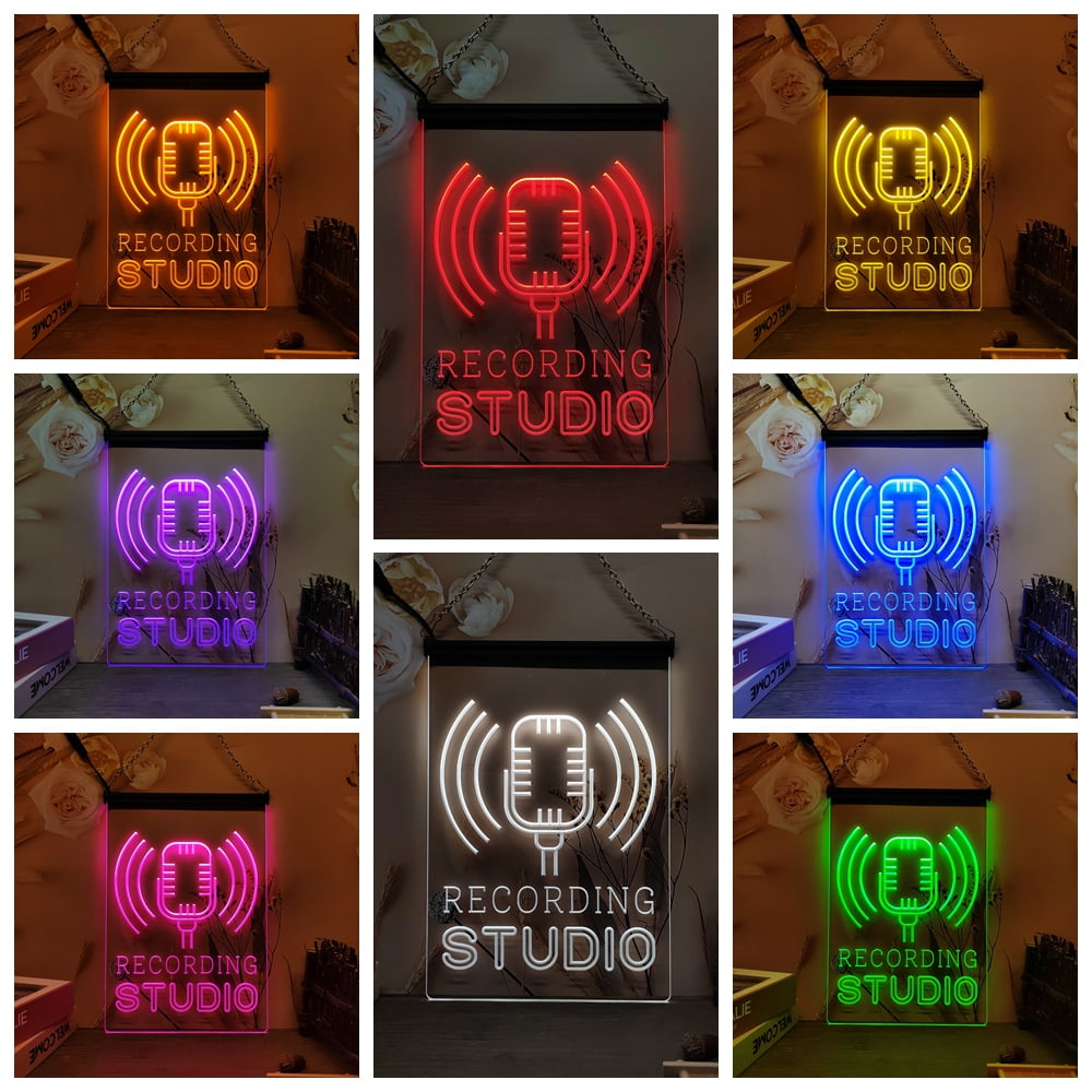 Recording Studio Microphone On Air Vintage LED Neon Sign-Posters ...