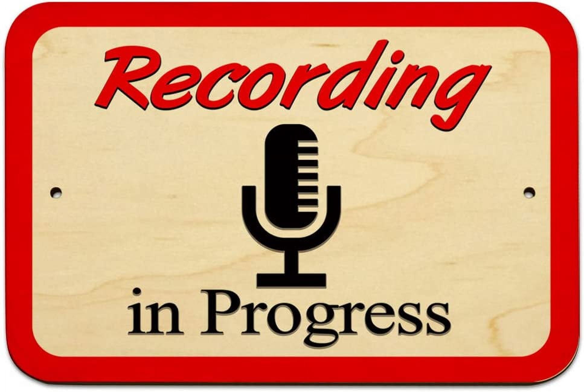 Recording in Progress Microphone 9" x 6" Wood Sign - Walmart.com