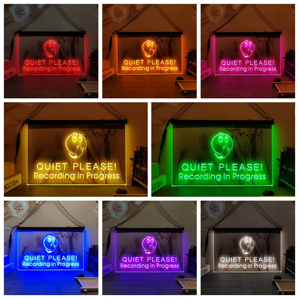 Recording in Progress Quiet Please Vintage LED Neon Sign-Posters ...