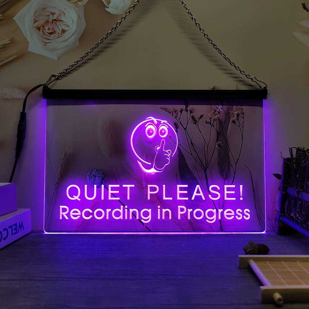 Recording in Progress Quiet Please Vintage LED Neon Sign-Posters ...