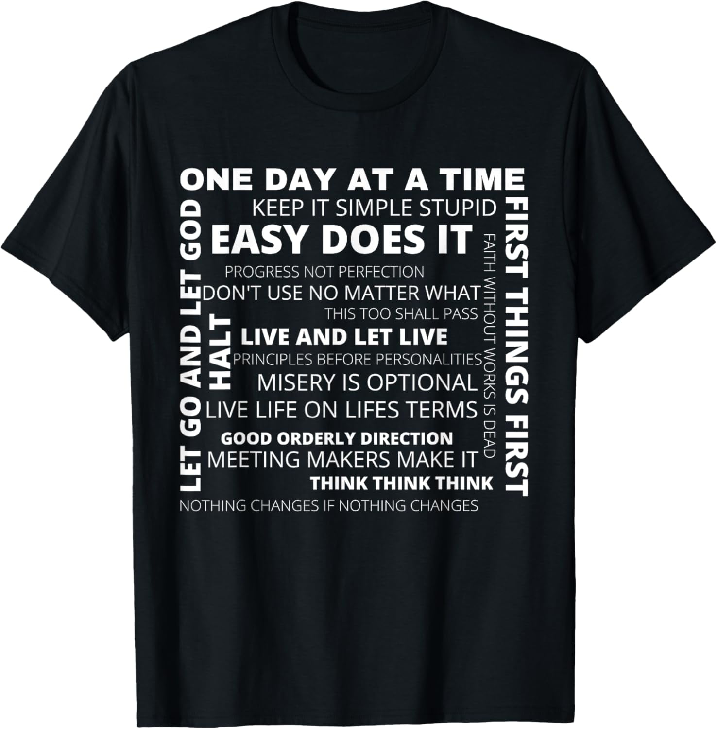 Recovery AA Sayings and Slogans One Day At A Time Design NA T-Shirt ...