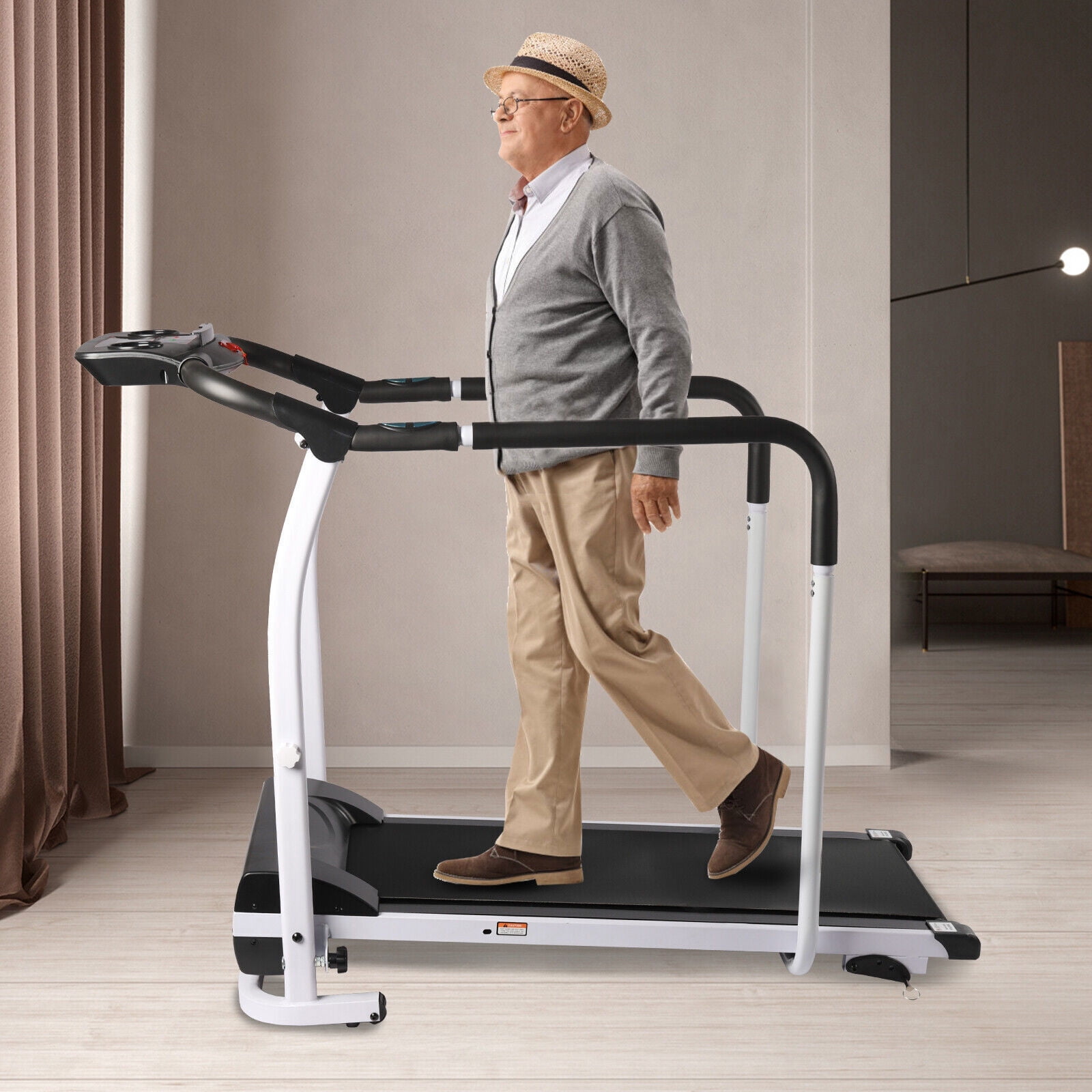 Recovery Fitness Walking Treadmill with Full Length Handrails and Heart ...