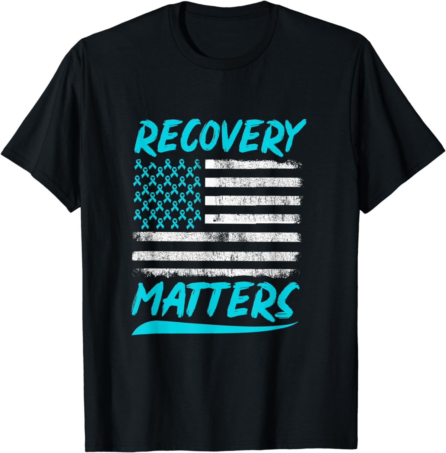 Recovery Matters American Flag Ribbon Blue Warrior T-Shirt - Walmart.com