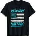 Recovery Matters American Flag Ribbon Blue Warrior T-Shirt - Walmart.com