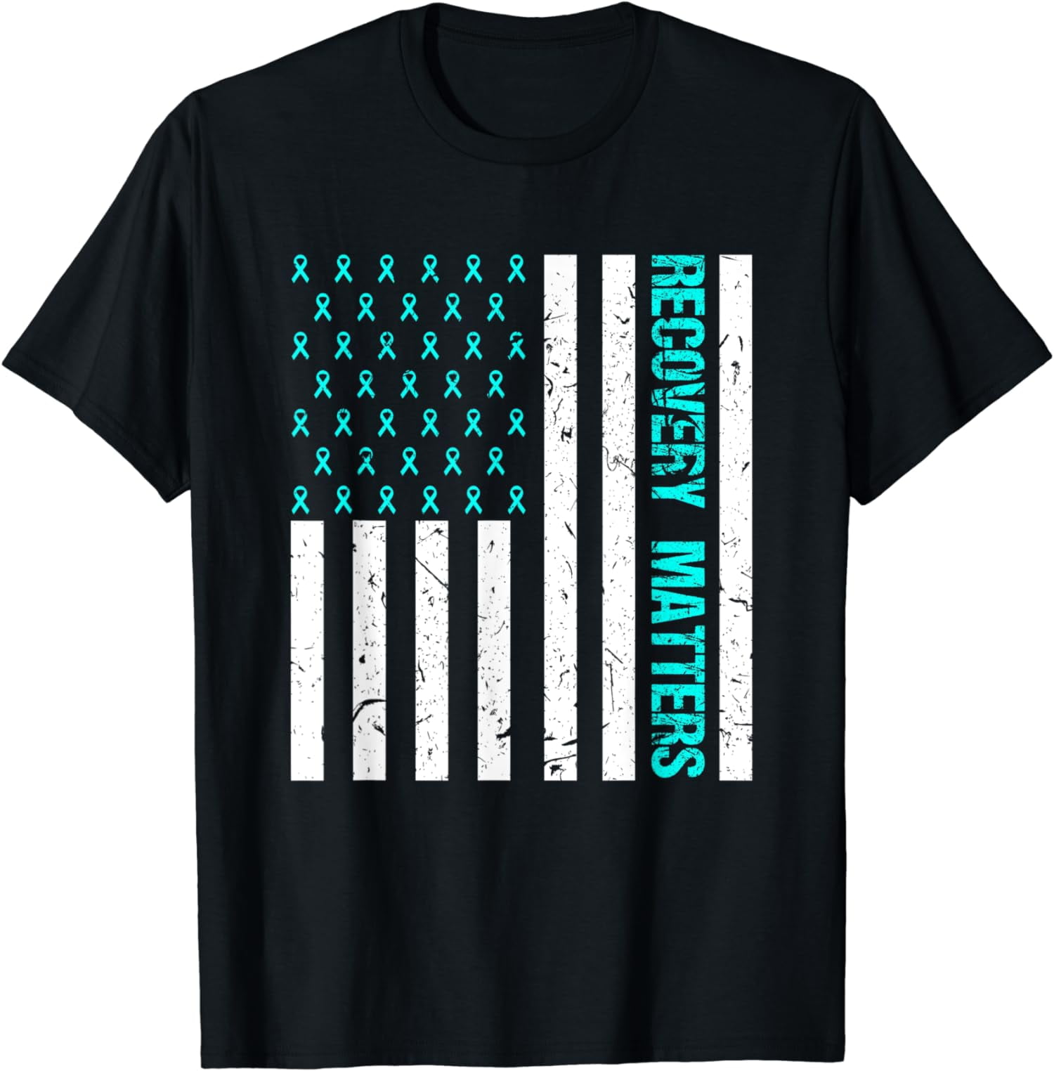 Recovery Matters Drug Alcohol Addiction Warrior USA Flag T-Shirt ...