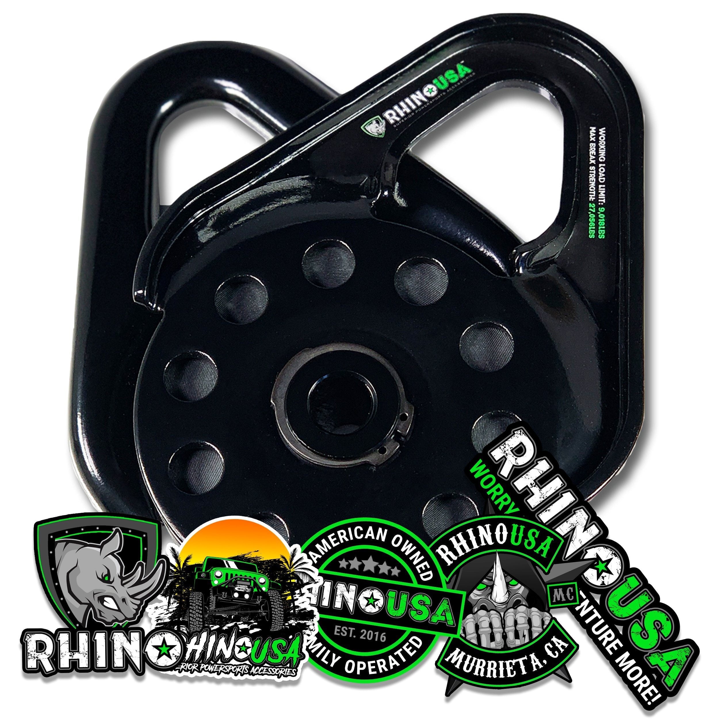 Rhino USA Snatch Block for Winch Recovery - Heavy Duty 13.5 Ton Break ...