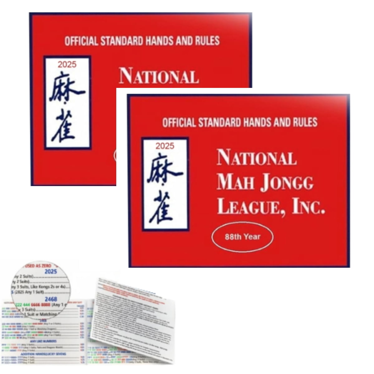Recreational 2025 Mahjong Hands and Rules Cards, 2 Pcs，Mahjong Rule ...